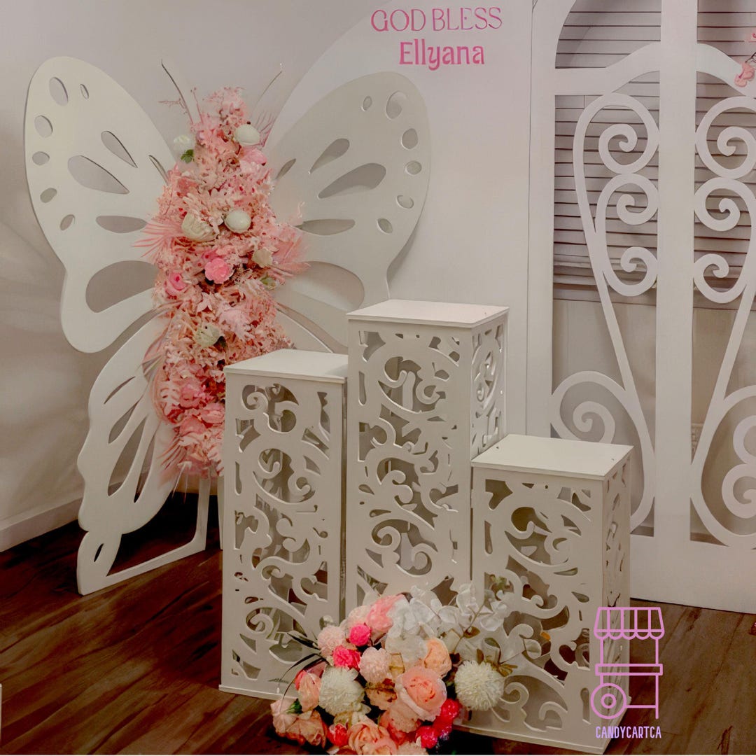 White PVC Pedestal Stand: Modern Aisle & Dessert Table Decor - Etsy