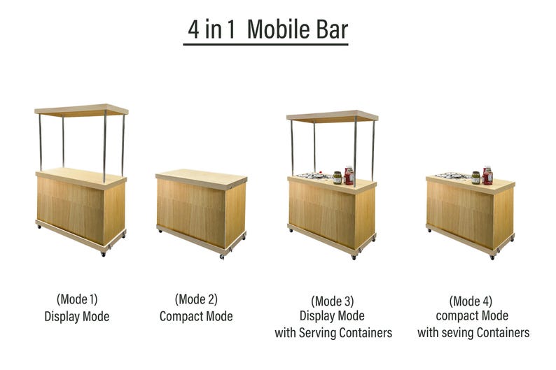 Wooden Mobile Bar on Wheels for Events, Weddings & Cocktail Serving - Etsy
