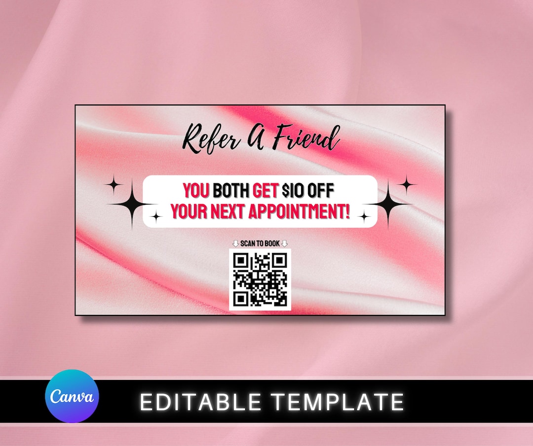 Editable Salon Referral Card Template With QR Code (digital Download ...