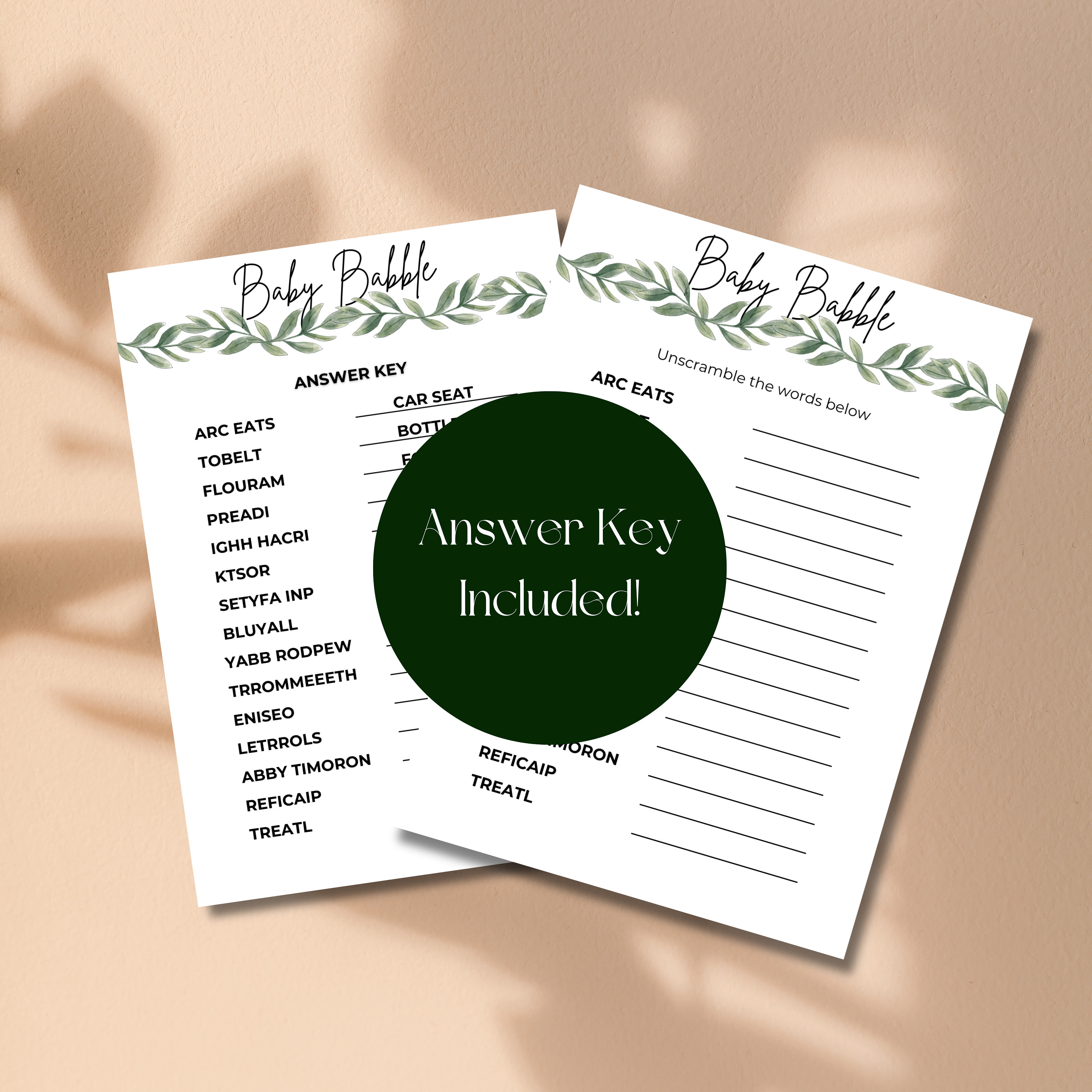 Baby Babble Game | Baby Word Scramble Game | Baby Shower Game | Gender ...