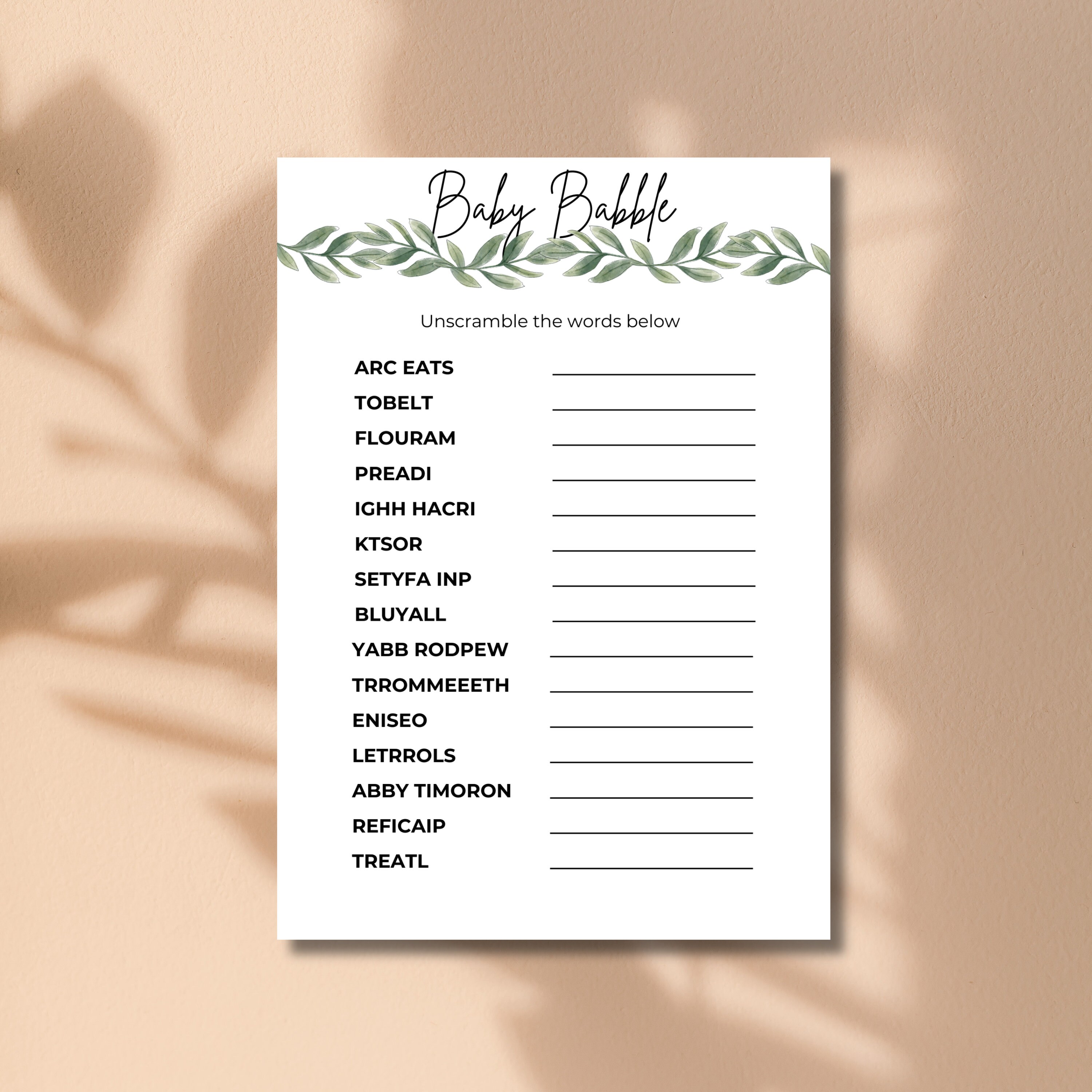 Baby Babble Game | Baby Word Scramble Game | Baby Shower Game | Gender ...