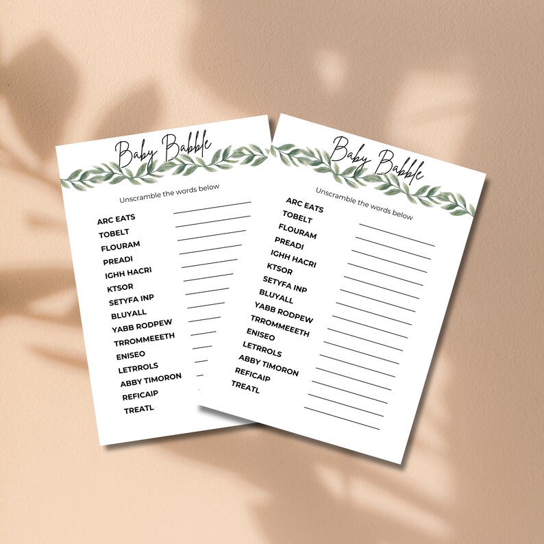 Baby Babble Game | Baby Word Scramble Game | Baby Shower Game | Gender ...