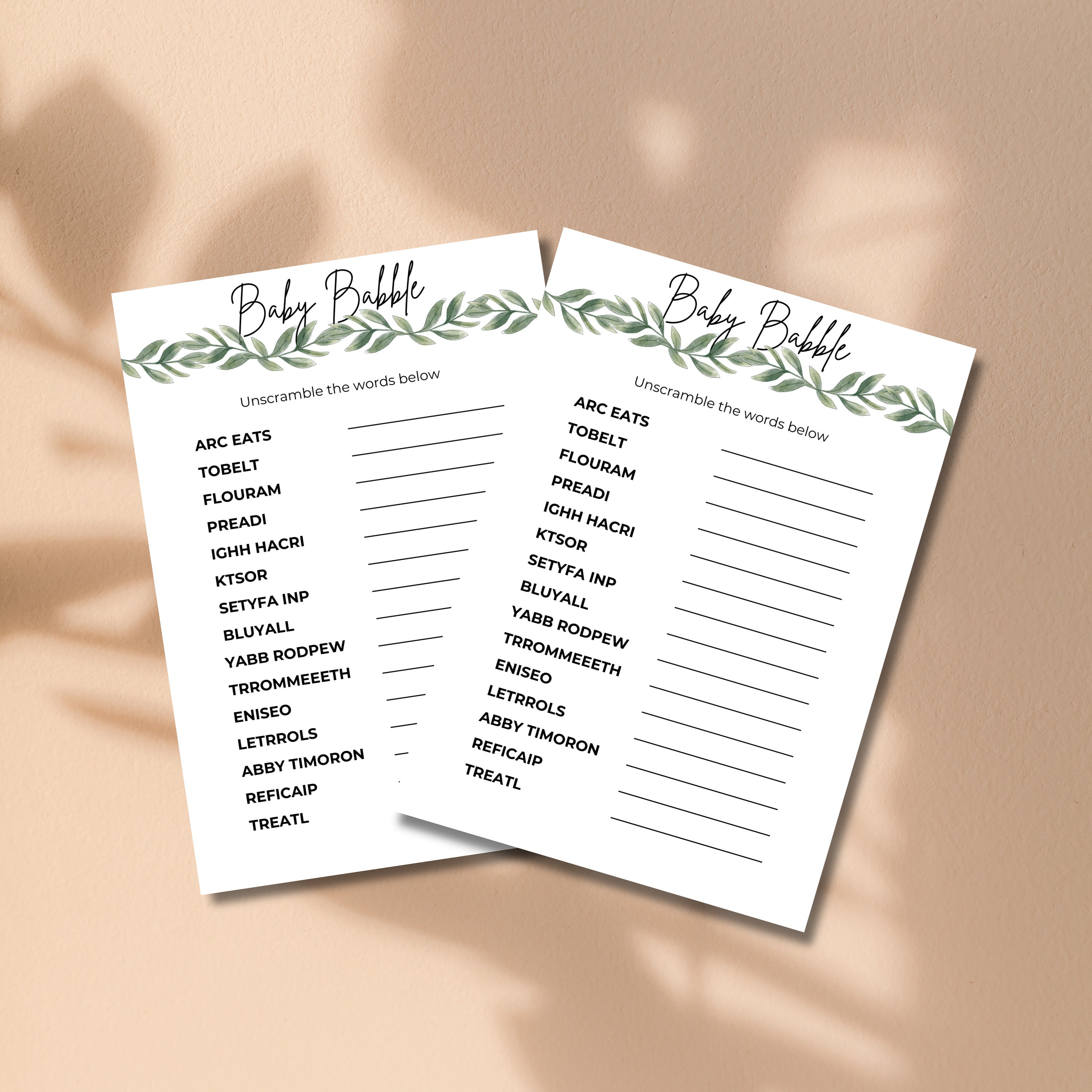 Baby Babble Game | Baby Word Scramble Game | Baby Shower Game | Gender ...
