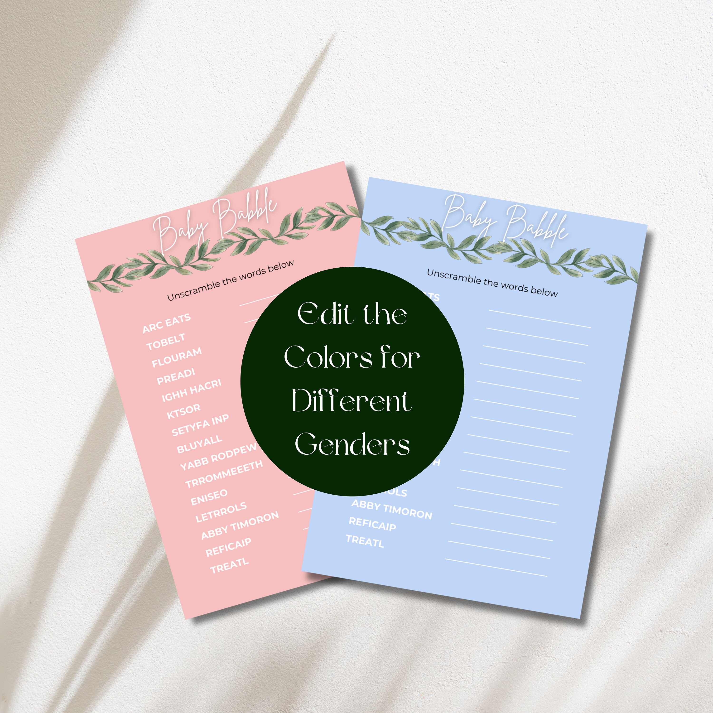 Baby Babble Game | Baby Word Scramble Game | Baby Shower Game | Gender ...