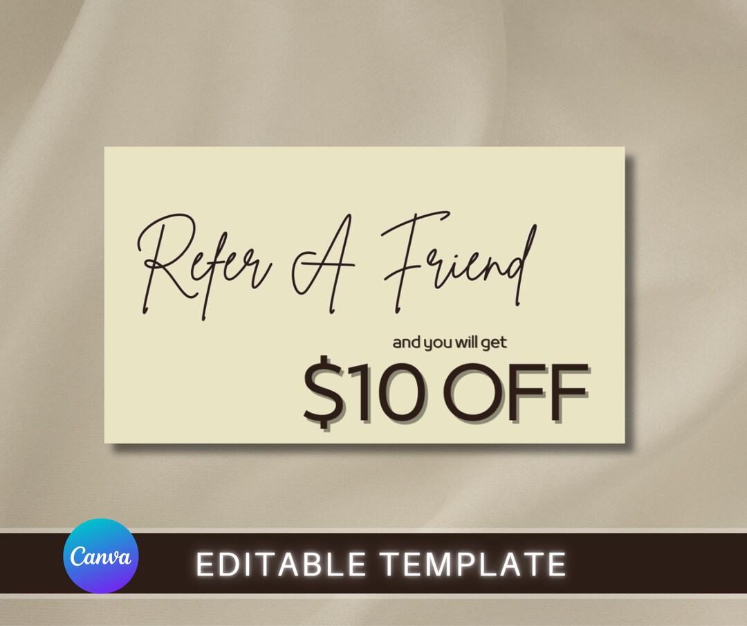 Editable Beauty Referral Card, DIY Editable Canva Template, Salon ...