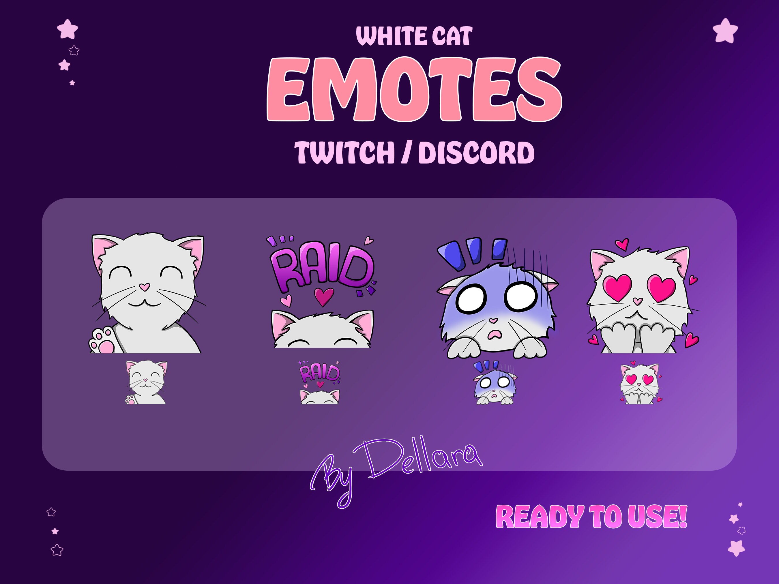 White Kitten Emotes for Twitch / Discord , Cute Animal, Cat, Kitten - Etsy