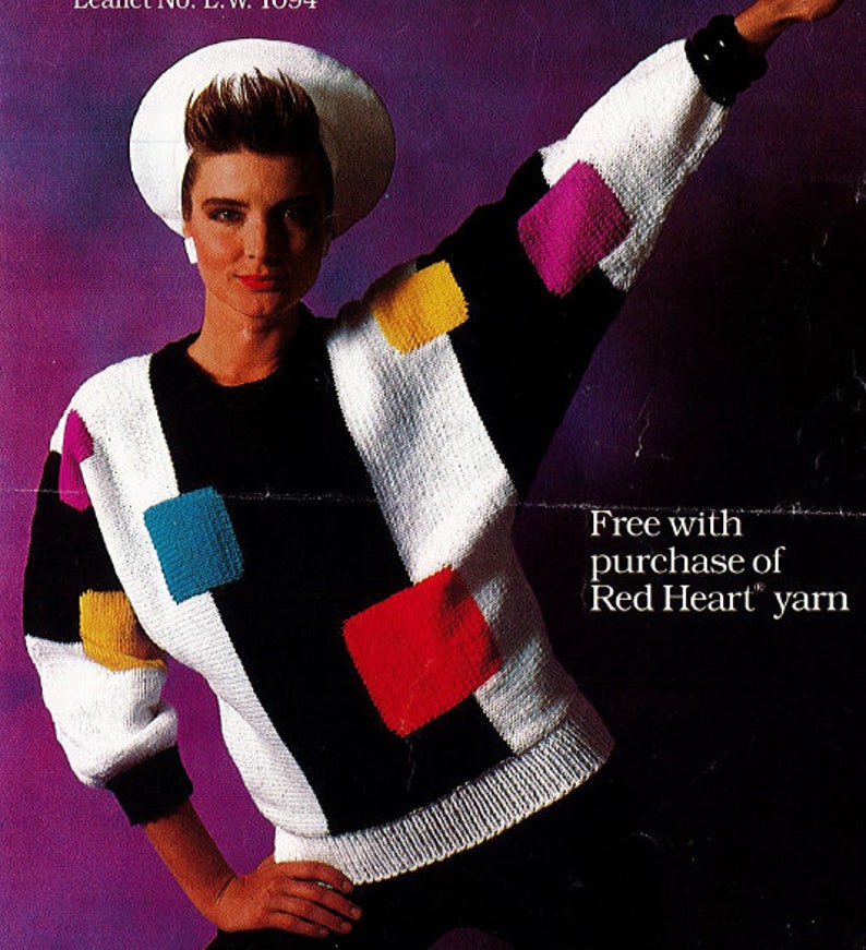 Vintage 80s Sweater Knitting Pattern - Etsy