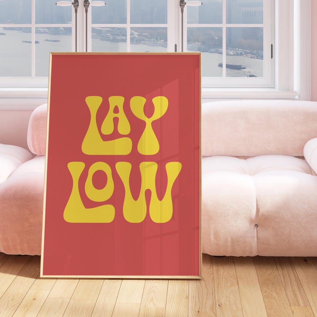 Lay Low Print, Retro 70s Poster, Retro Groovy Wall Art, Retro Red ...