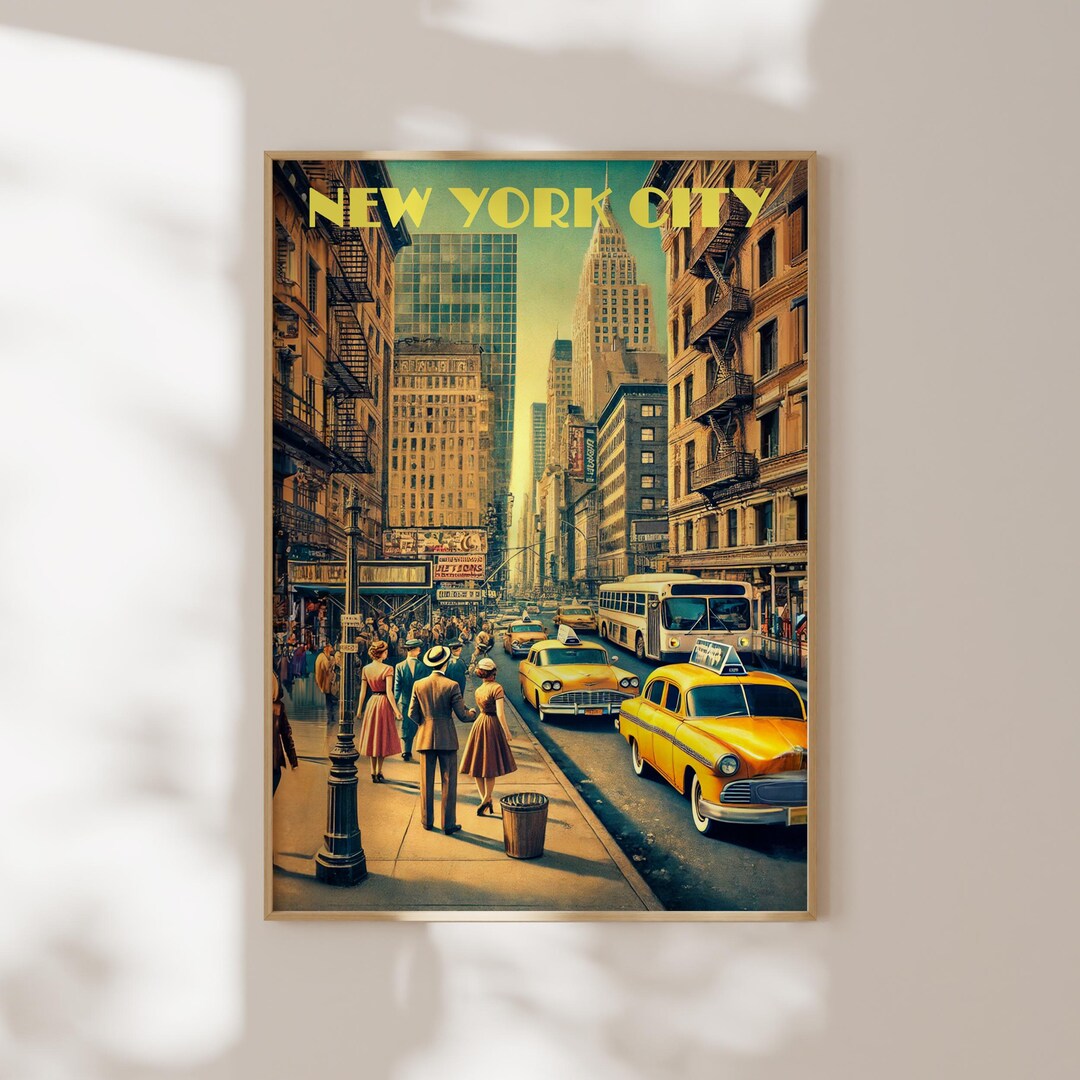 Retro Vintage New York City Poster NYC Skyline Print New York Art Print ...