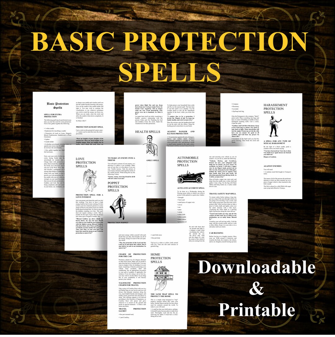 Basic Protection Spells Downloadable & Printable Protection Spells for ...