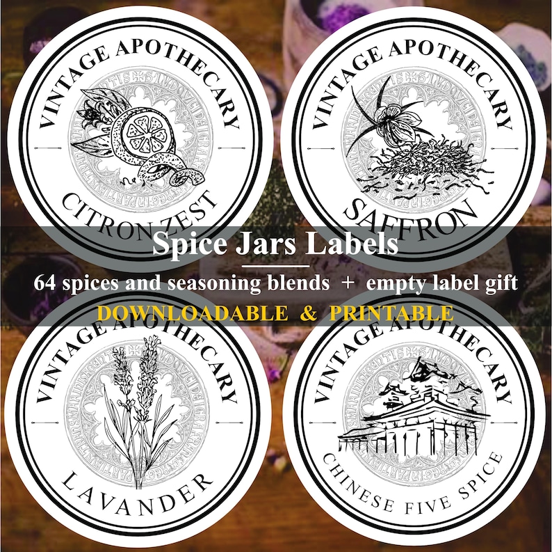 Vintage Apothecary Labels Pantry Labels Herb and Spice Labels Digital ...