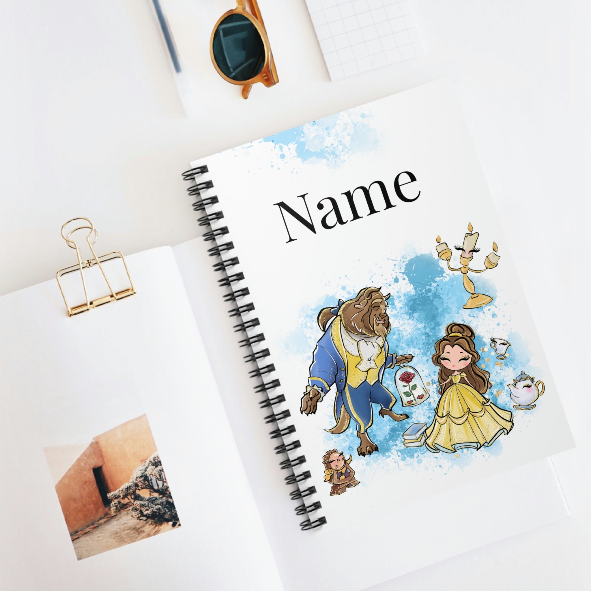 Beauty and the Beast Personalized Disney Spiral Notebook Watercolor ...