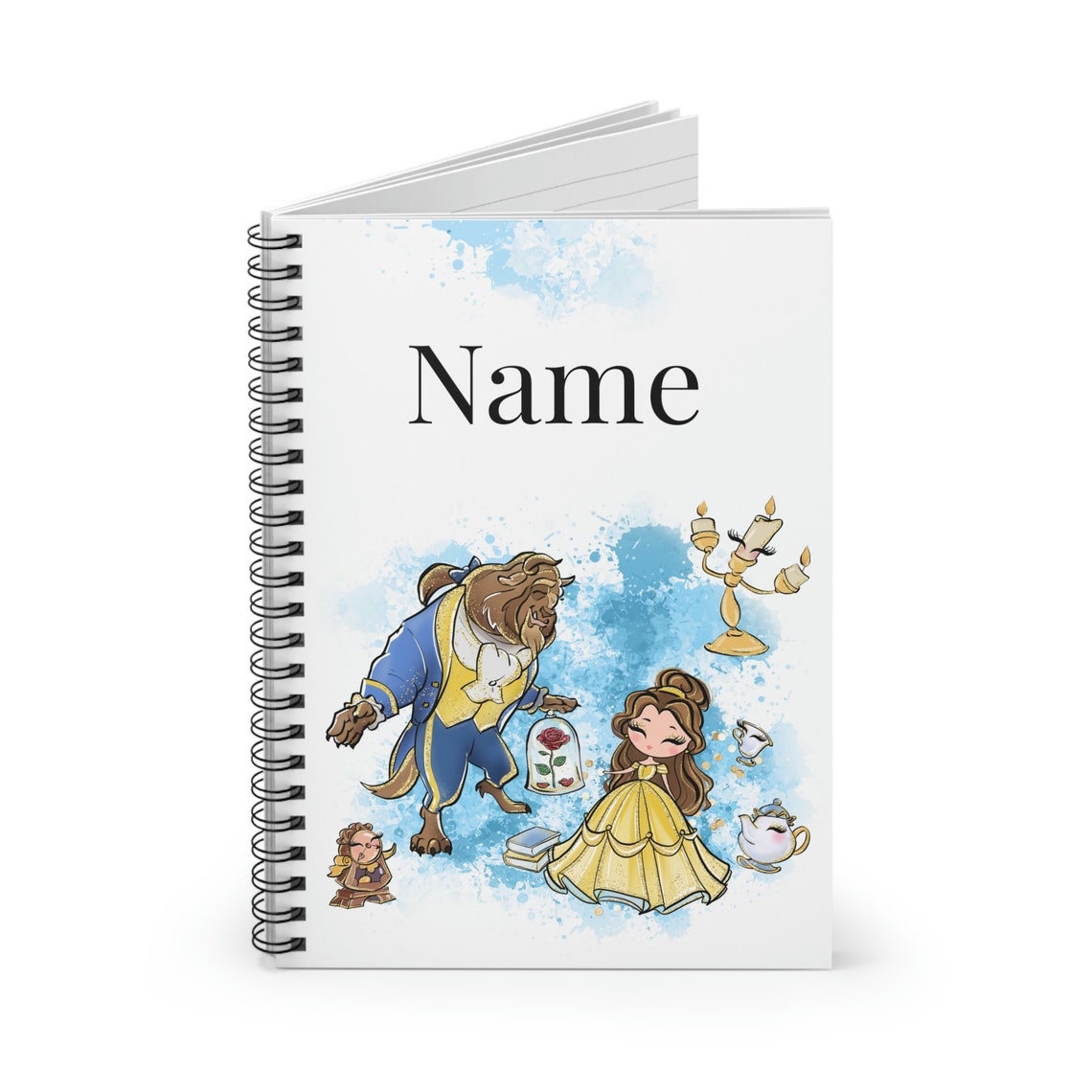 Beauty and the Beast Personalized Disney Spiral Notebook Watercolor ...
