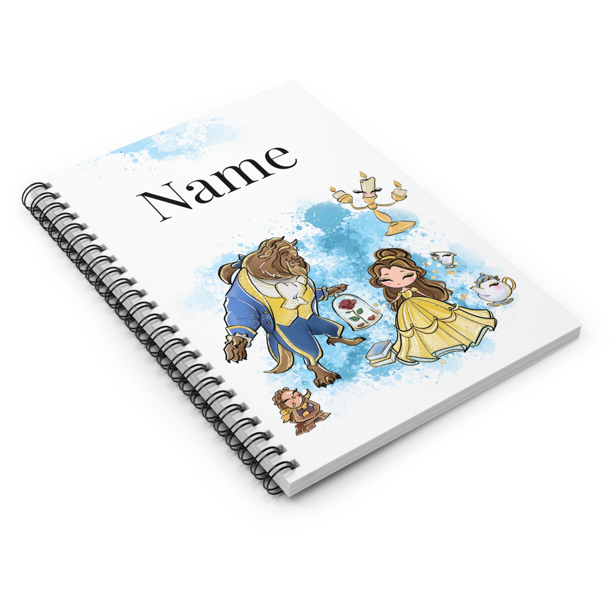 Beauty and the Beast Personalized Disney Spiral Notebook Watercolor ...