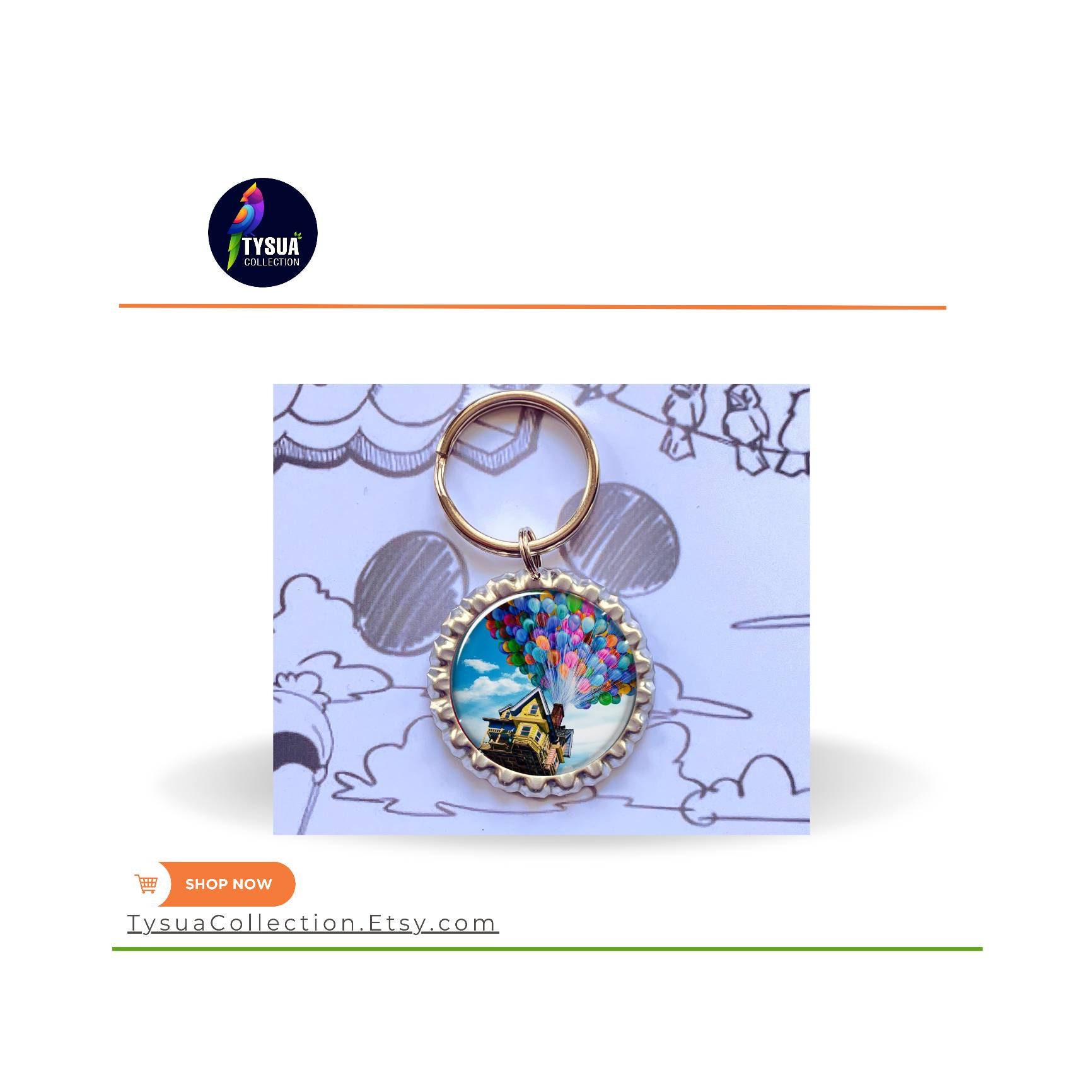 Disney up Movie Bottlecap Keychain Balloon Flying House - Etsy