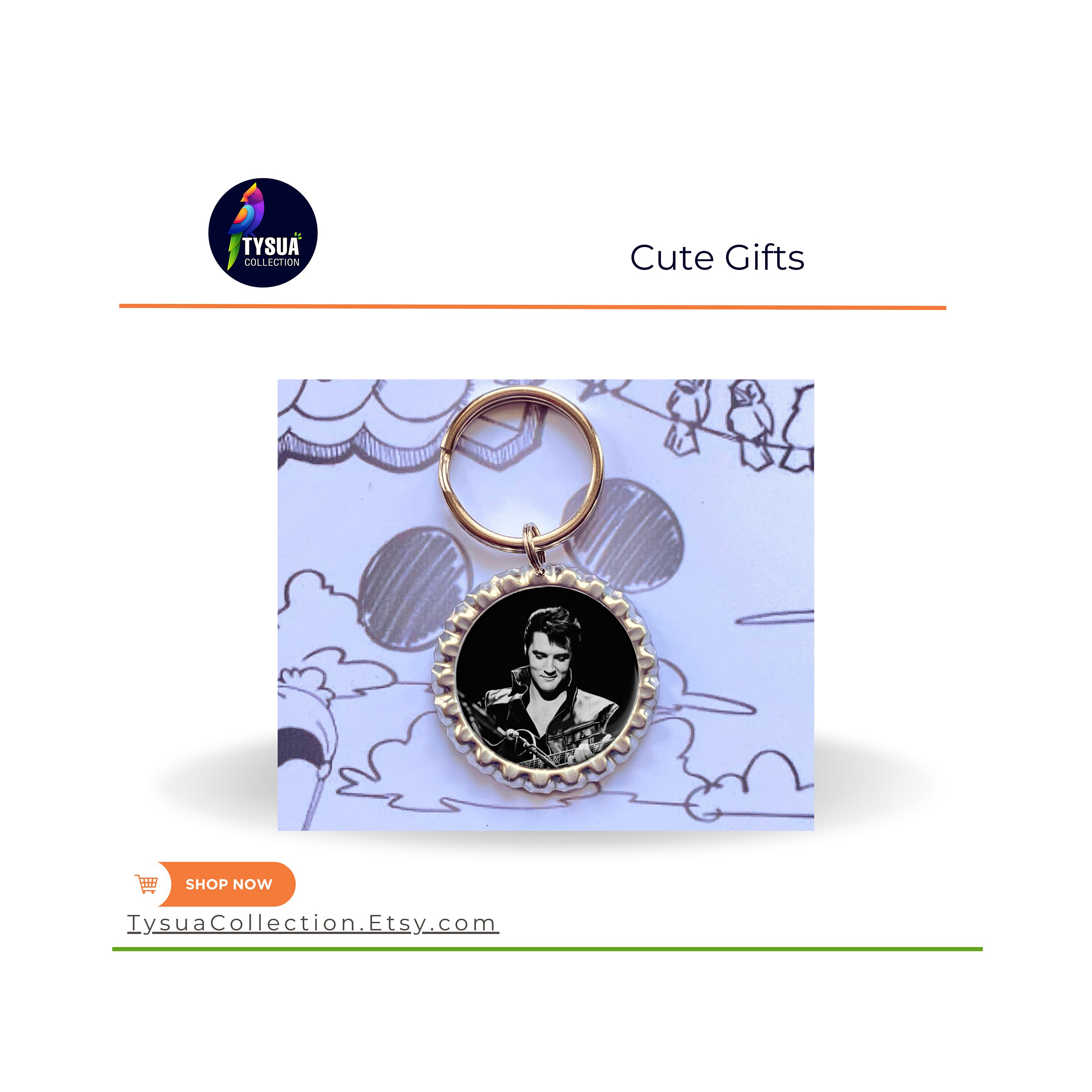 Elviis Presley Bottlecap Keychain the King Singer Custom Car Key Fob ...