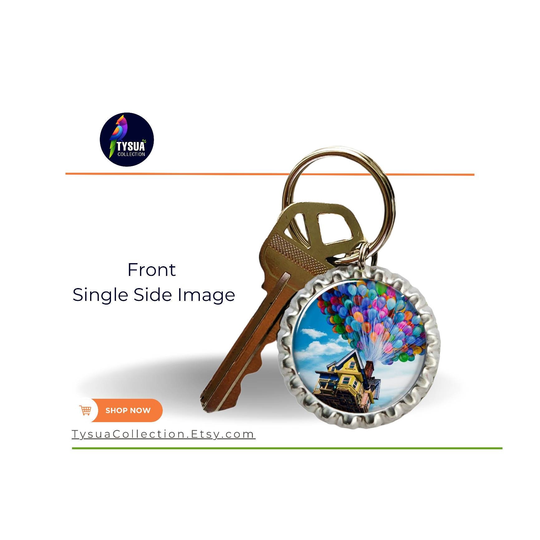 Disney up Movie Bottlecap Keychain Balloon Flying House - Etsy