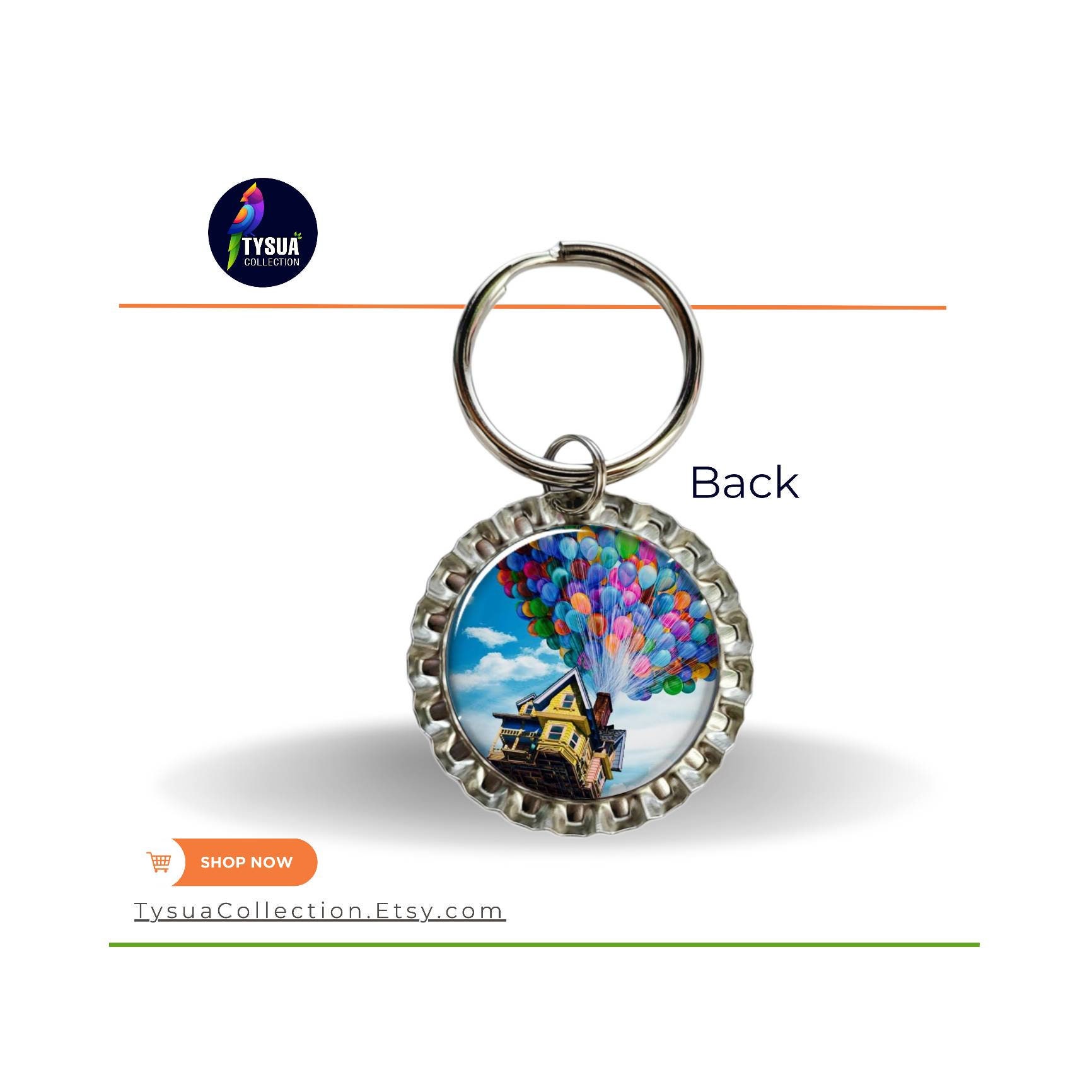 Disney up Movie Bottlecap Keychain Balloon Flying House - Etsy