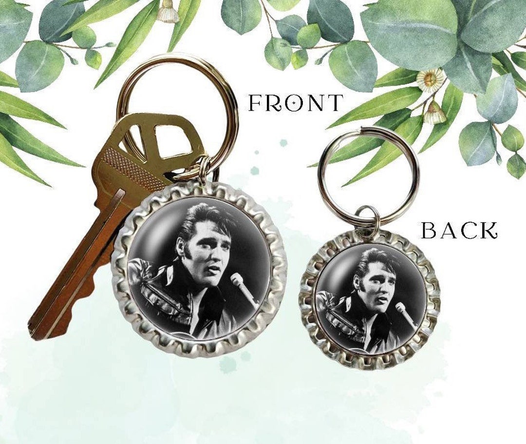 Elvis Presley Bottlecap Keychain, the King of Rock Keyring, Bag Charm ...
