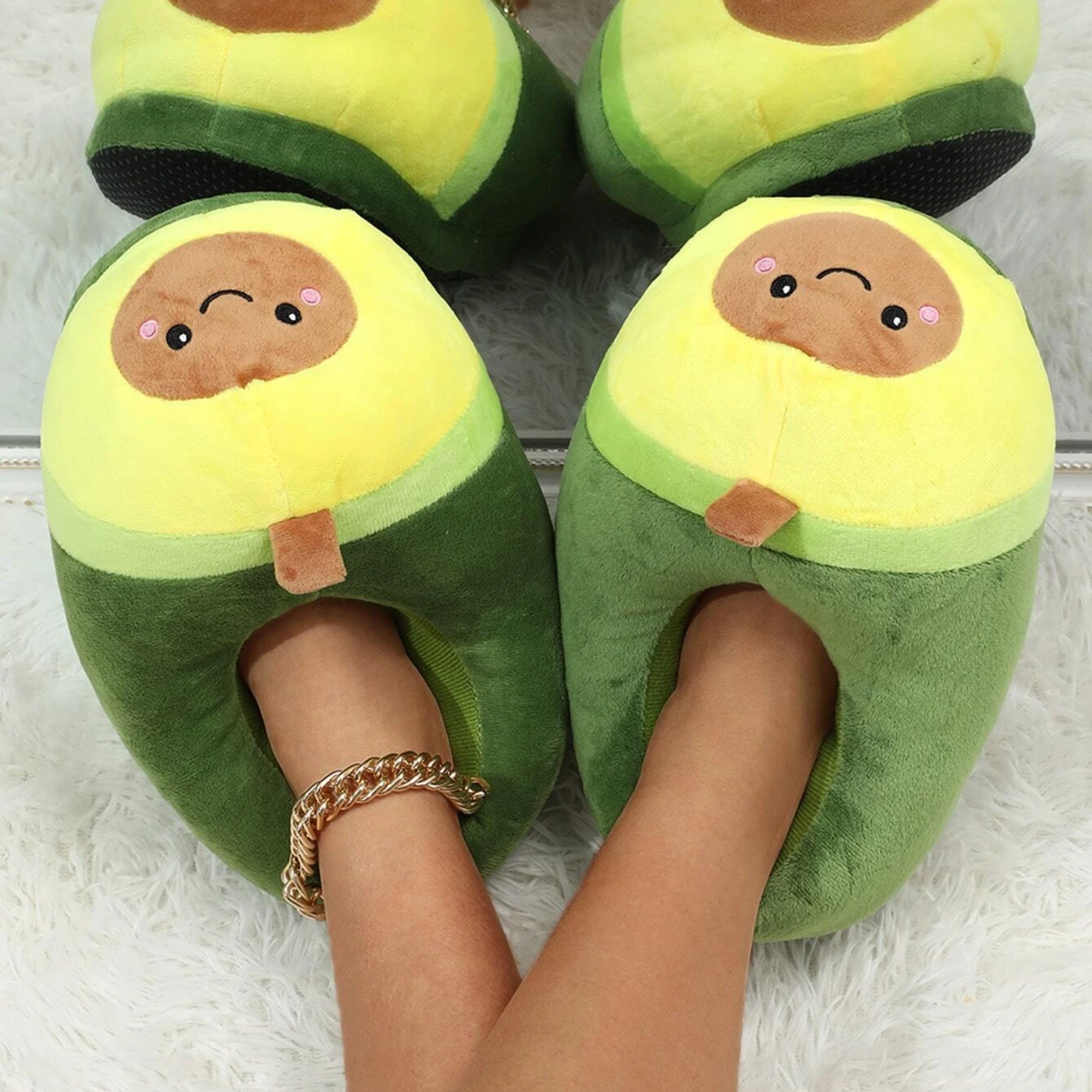 Avocado Fluffy Giant Novelty Slippers | Teddy Bear Plush Slippers ...