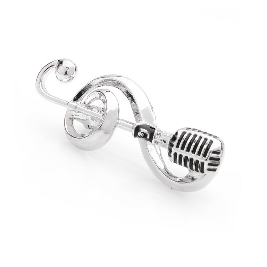 Silver Color Microphone Brooches Women and Men Music Note - Etsy