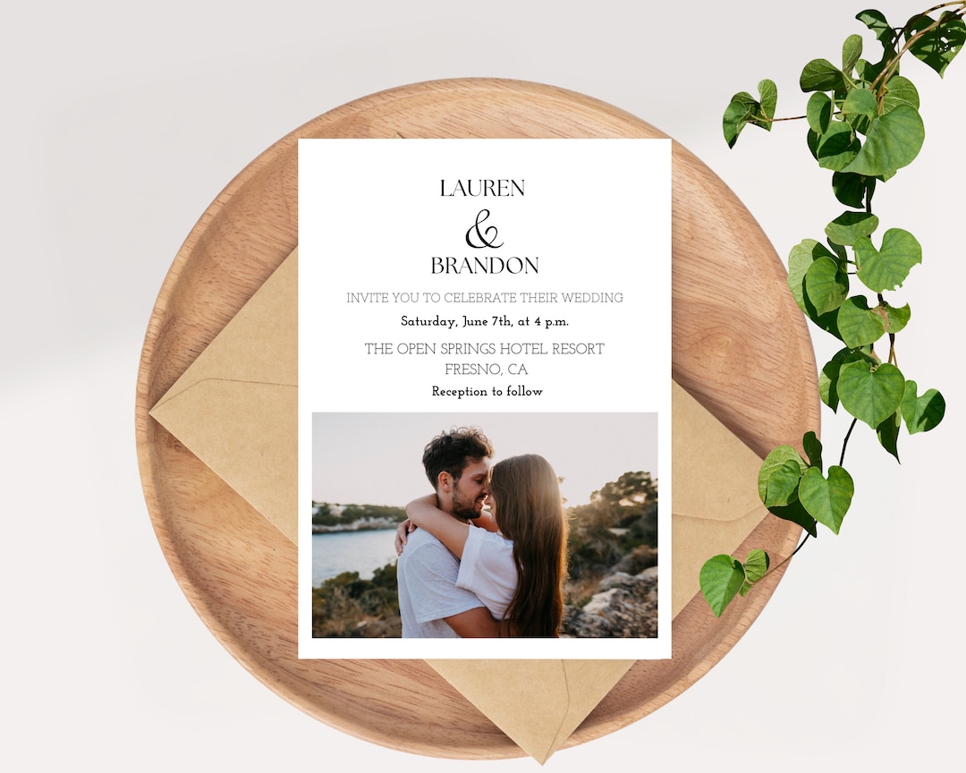 Simplistic Wedding Invite Template - Includes Front & Back Page - Etsy