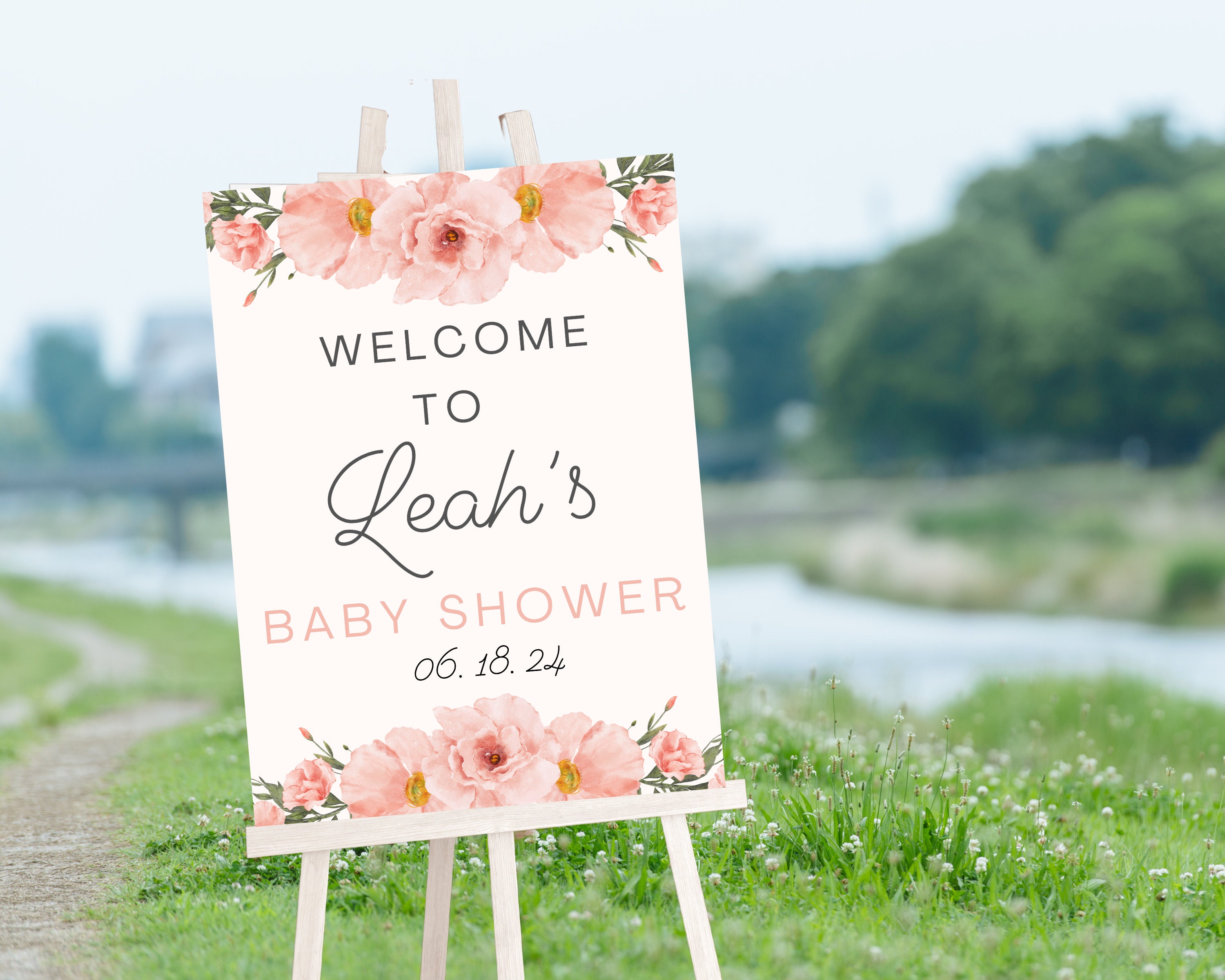 Baby Shower Welcome Sign Template Pink/blush Floral - Etsy