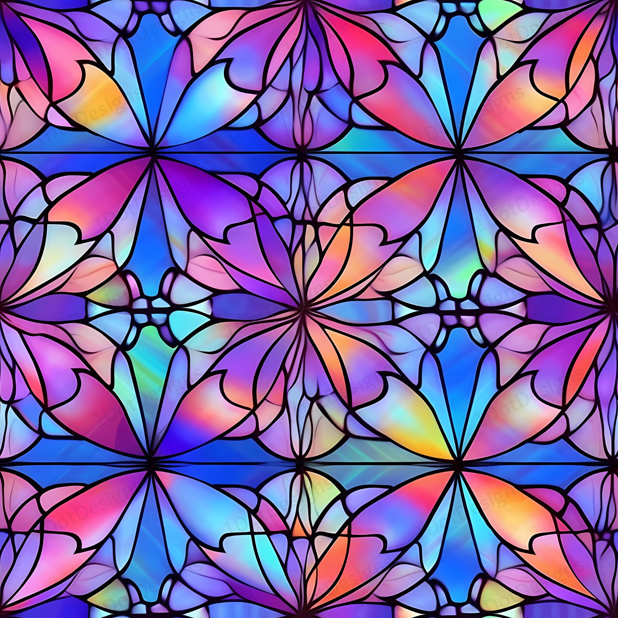 Pastel Stained Glass Digital Paper 14 Seamless Patterns - Etsy