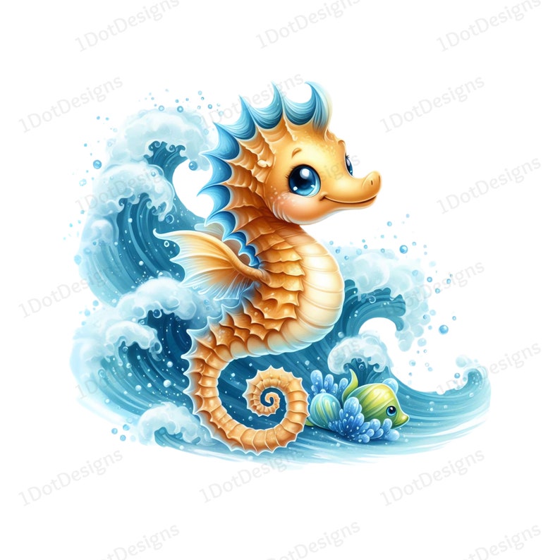 Cute Baby Seahorse Clipart Bundle, Baby Seahorse PNG, Baby Seahorse ...