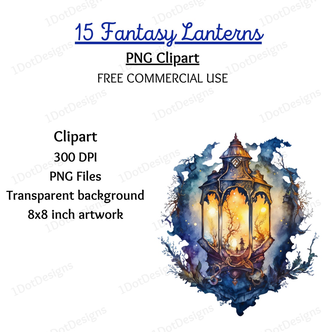 Fantasy Lantern Clipart Bundle Lantern PNG Watercolor - Etsy