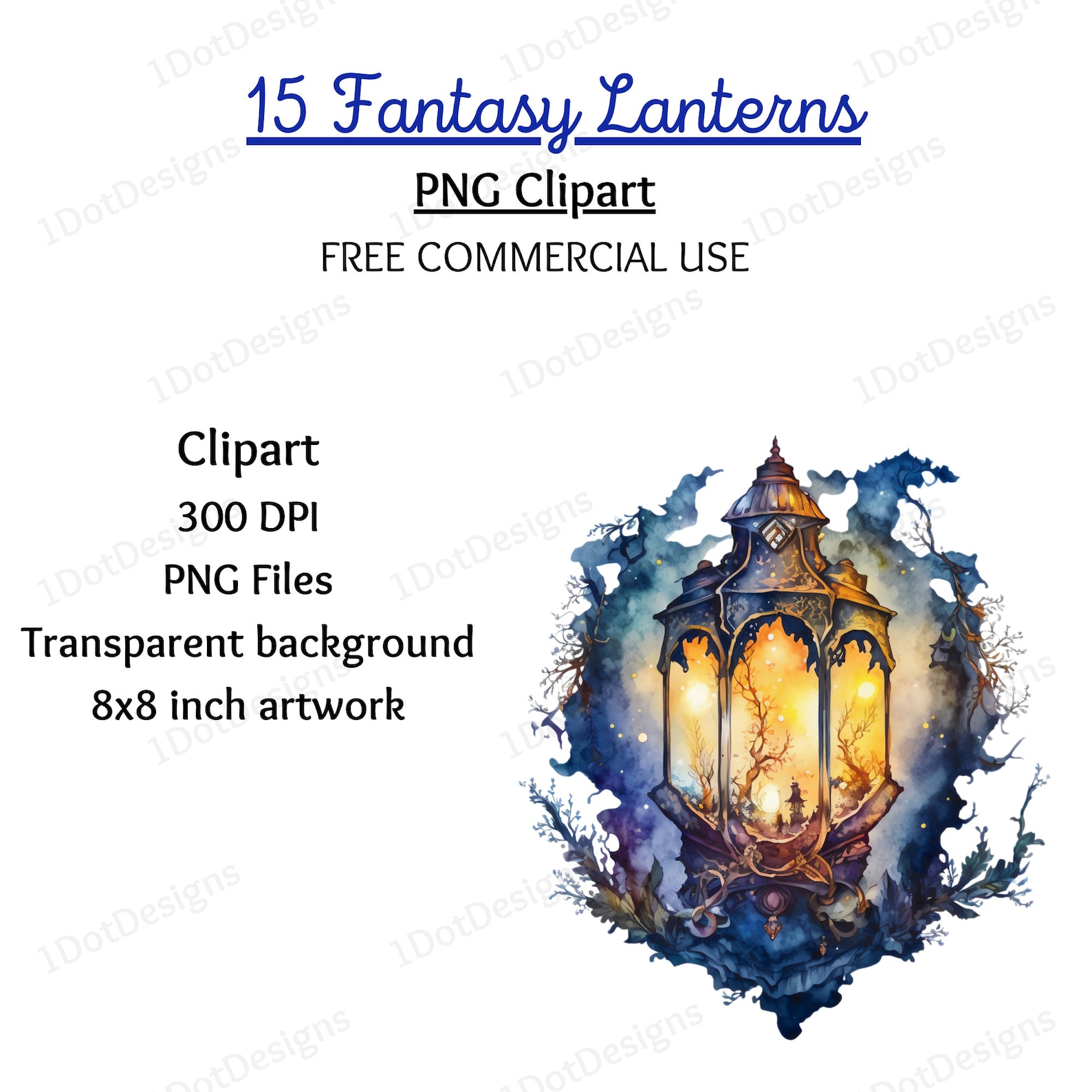 Fantasy Lantern Clipart Bundle Lantern PNG Watercolor - Etsy