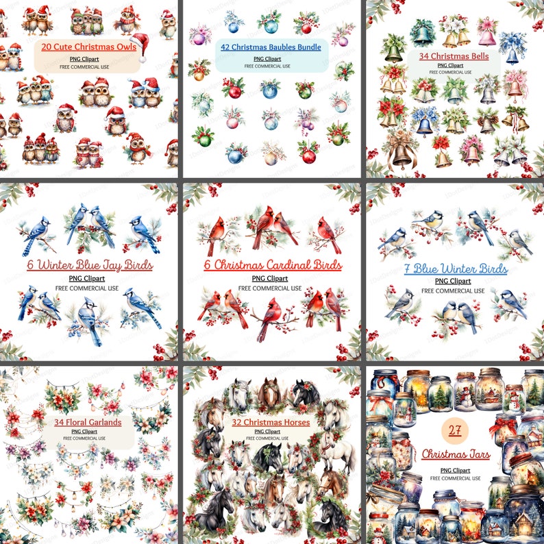 Christmas Clipart Mega Bundle Watercolor Christmas Clipart - Etsy UK