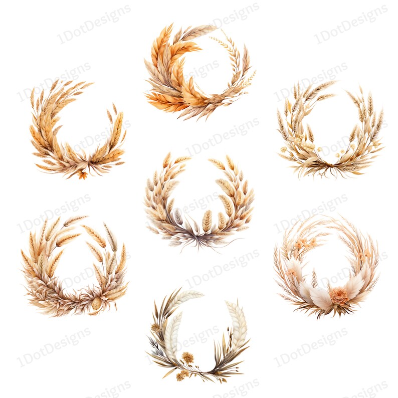 Boho Pampas Grass Wreath Clipart Bundle Pampas Grass PNG - Etsy