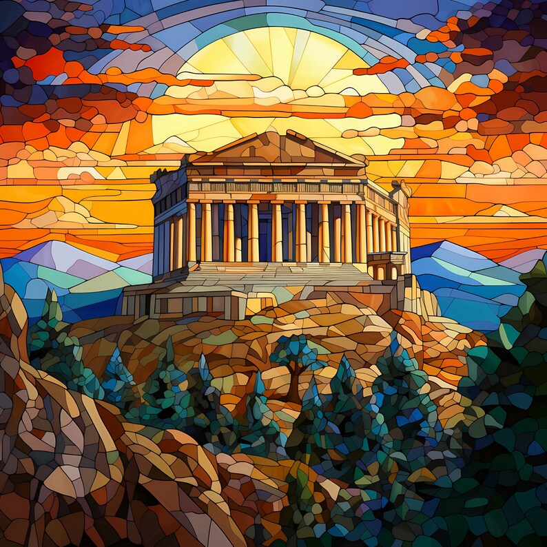 Stained Glass Greece Digital Paper, 20 High Quality Jpgs, Digital ...