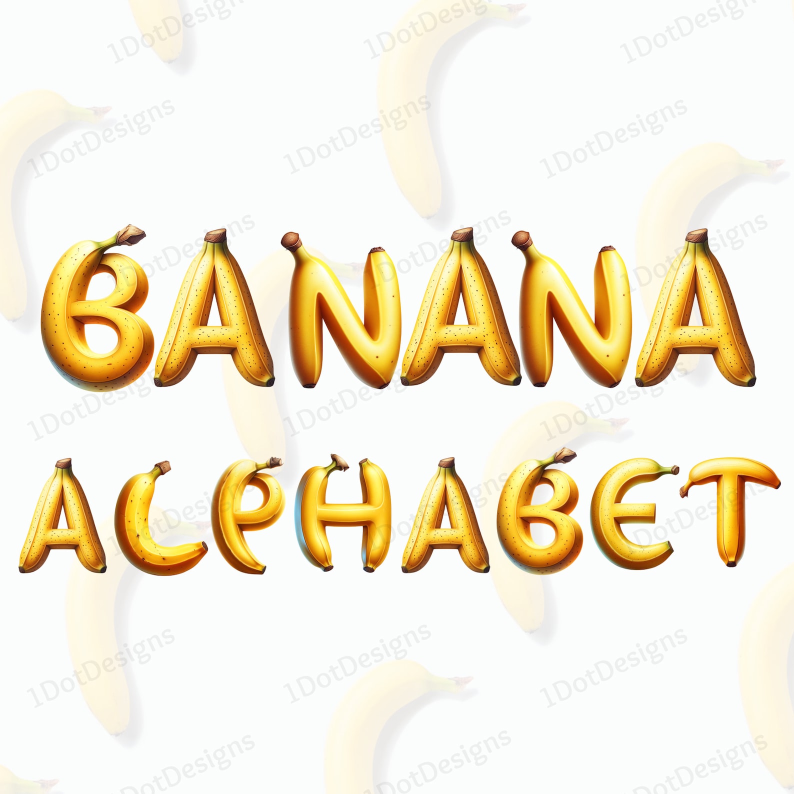 26 Banana Alphabet Clipart Bundle, Banana PNG, Letters Clipart, Fancy ...