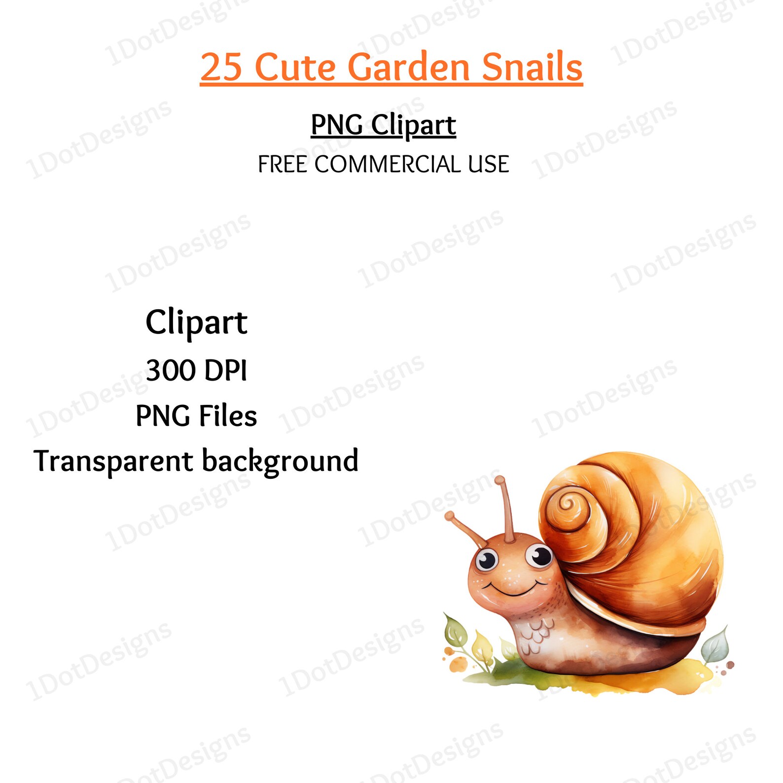 Cute Garden Snail Clipart Bundle, Nursery PNG, Botanical Clipart ...