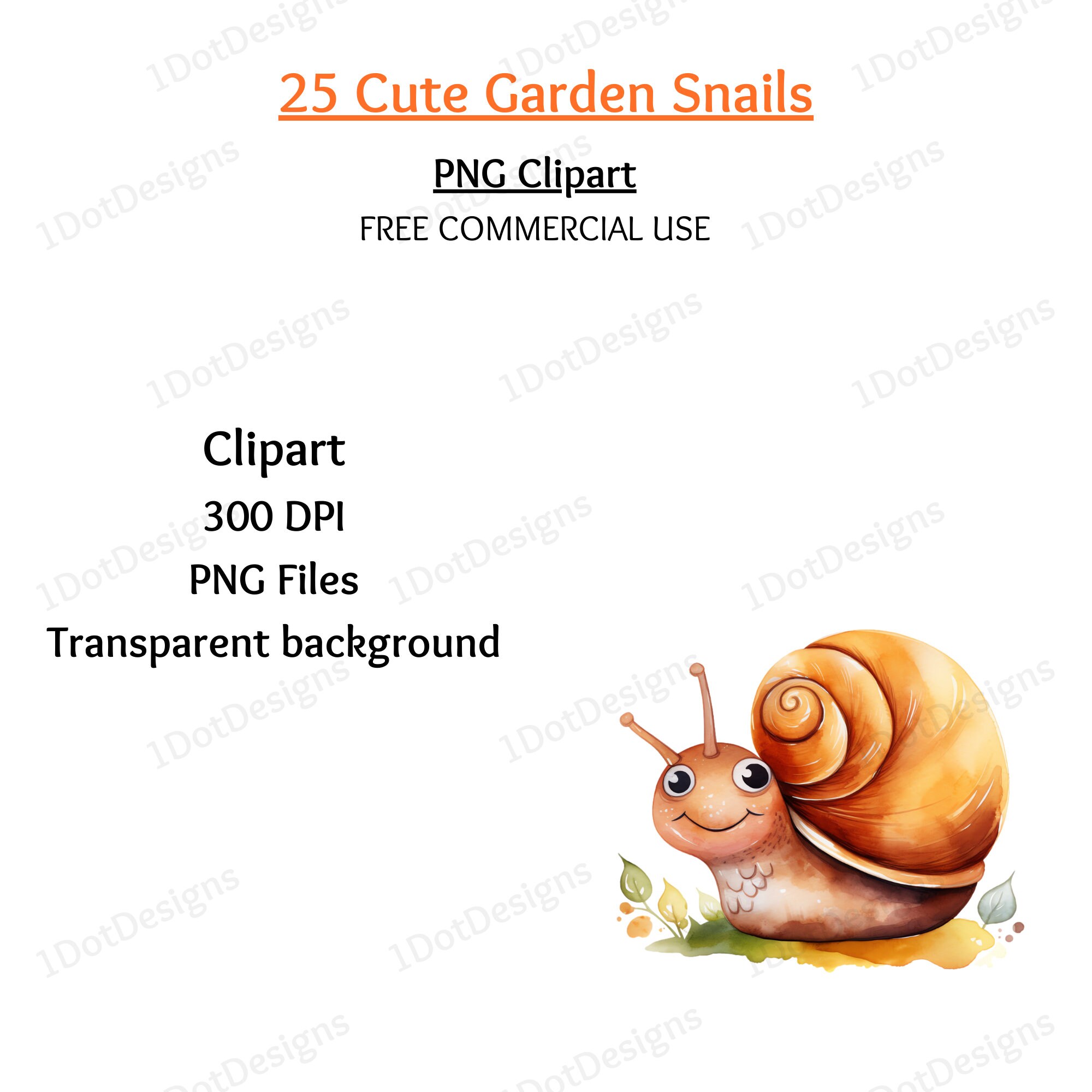 Cute Garden Snail Clipart Bundle, Nursery PNG, Botanical Clipart ...