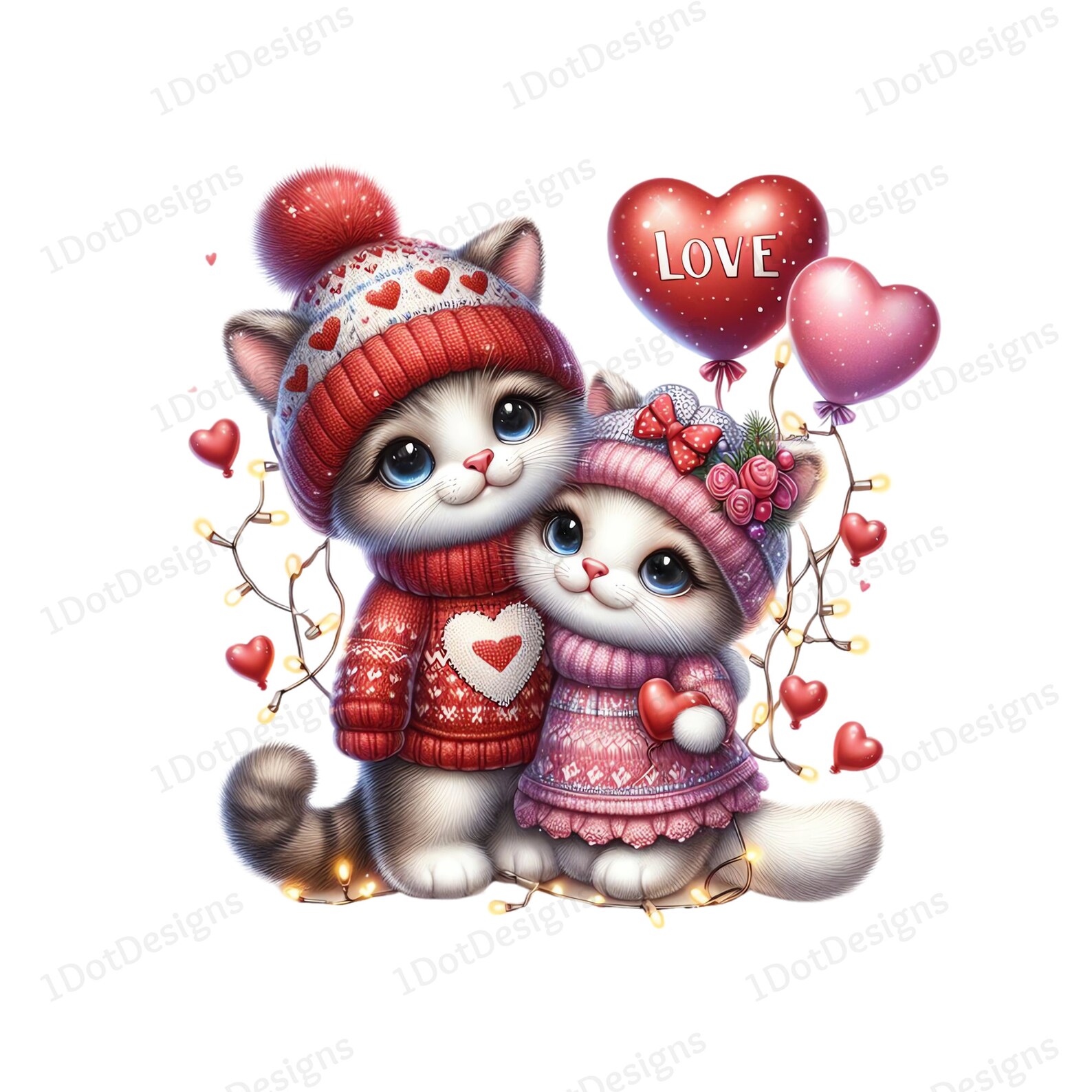 Valentine Cat Clipart Bundle, Valentines Day Clipart, Love Clipart ...