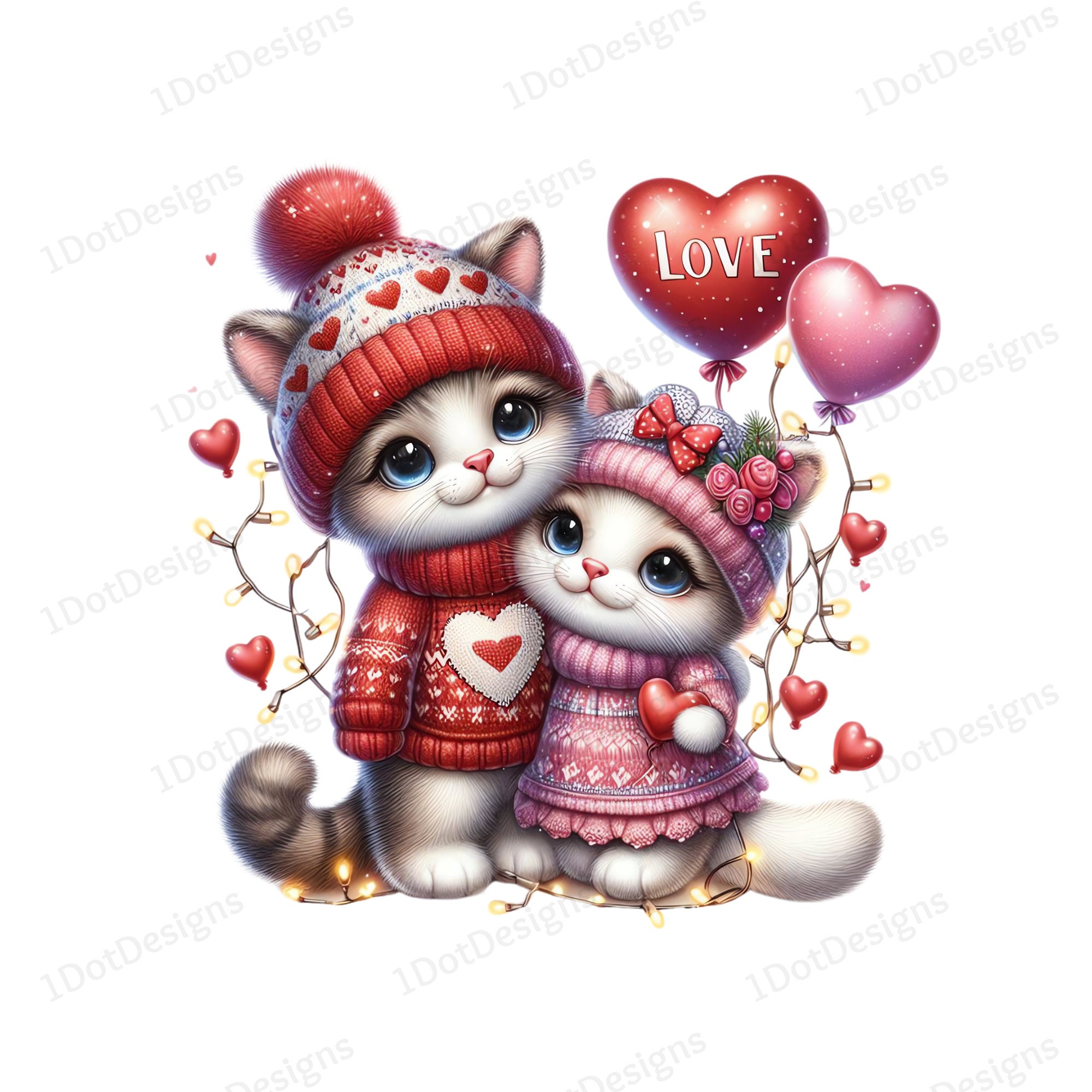 Valentine Cat Clipart Bundle, Valentines Day Clipart, Love Clipart ...