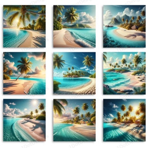 Tropical Beach Digital Paper - 20 Jpgs, Tropical Beach Backdrop, Beach ...
