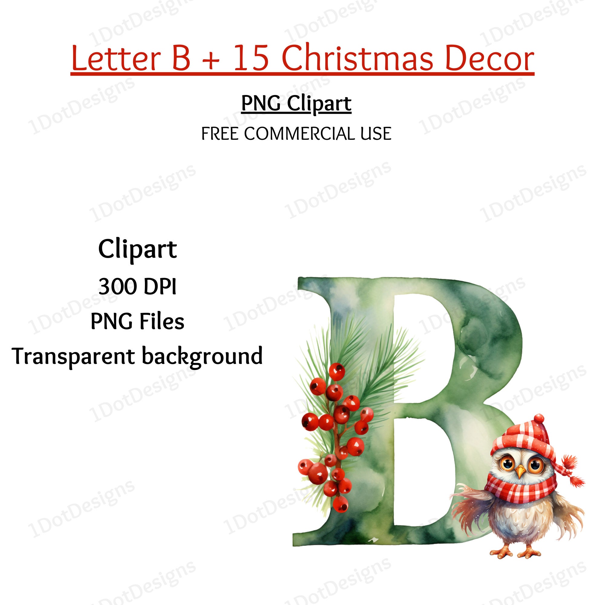 Christmas Letter B Clipart Bundle Christmas PNG Christmas - Etsy