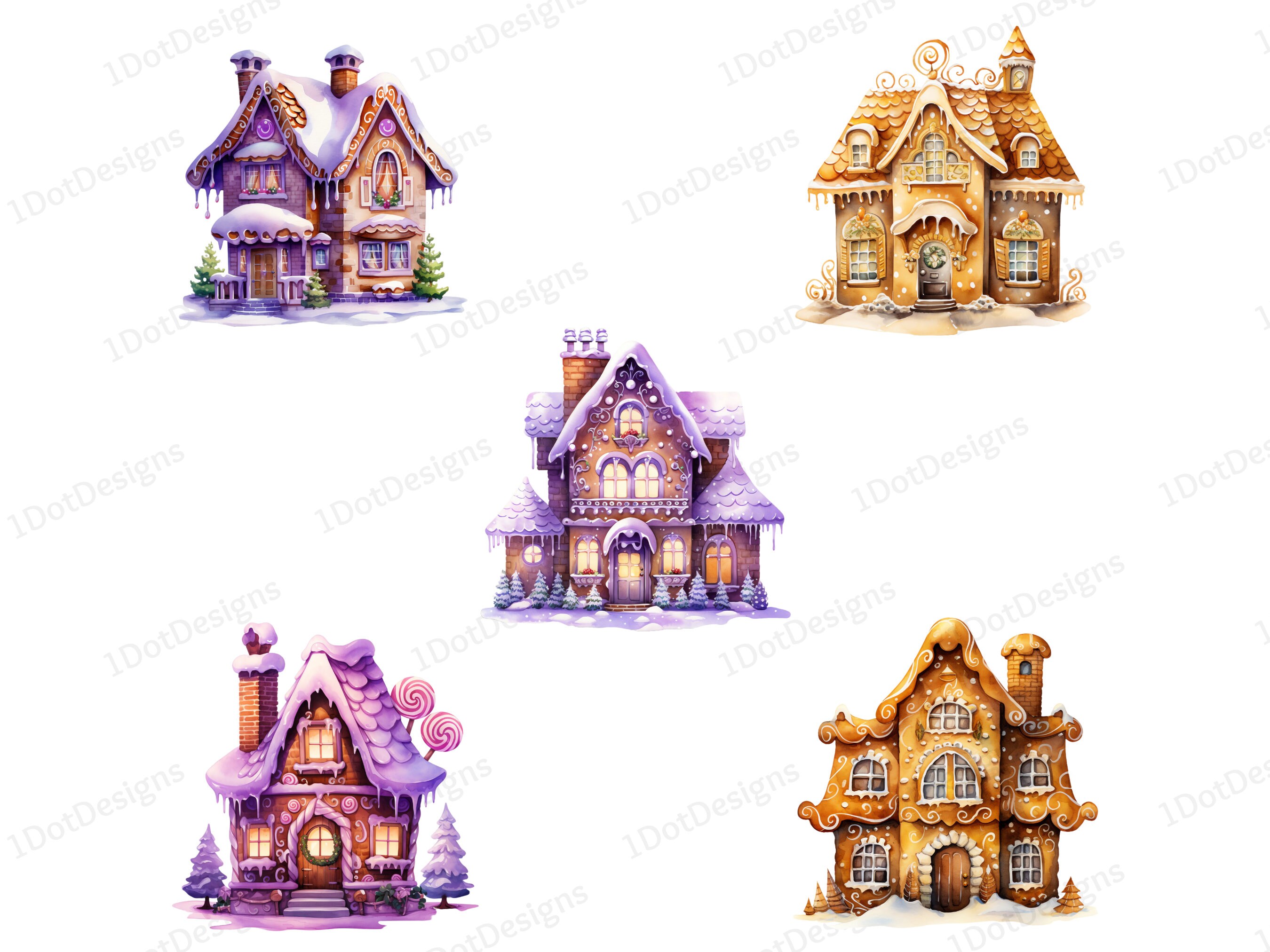 Gingerbread Houses Clipart Bundle, Christmas PNG, Christmas Clipart ...