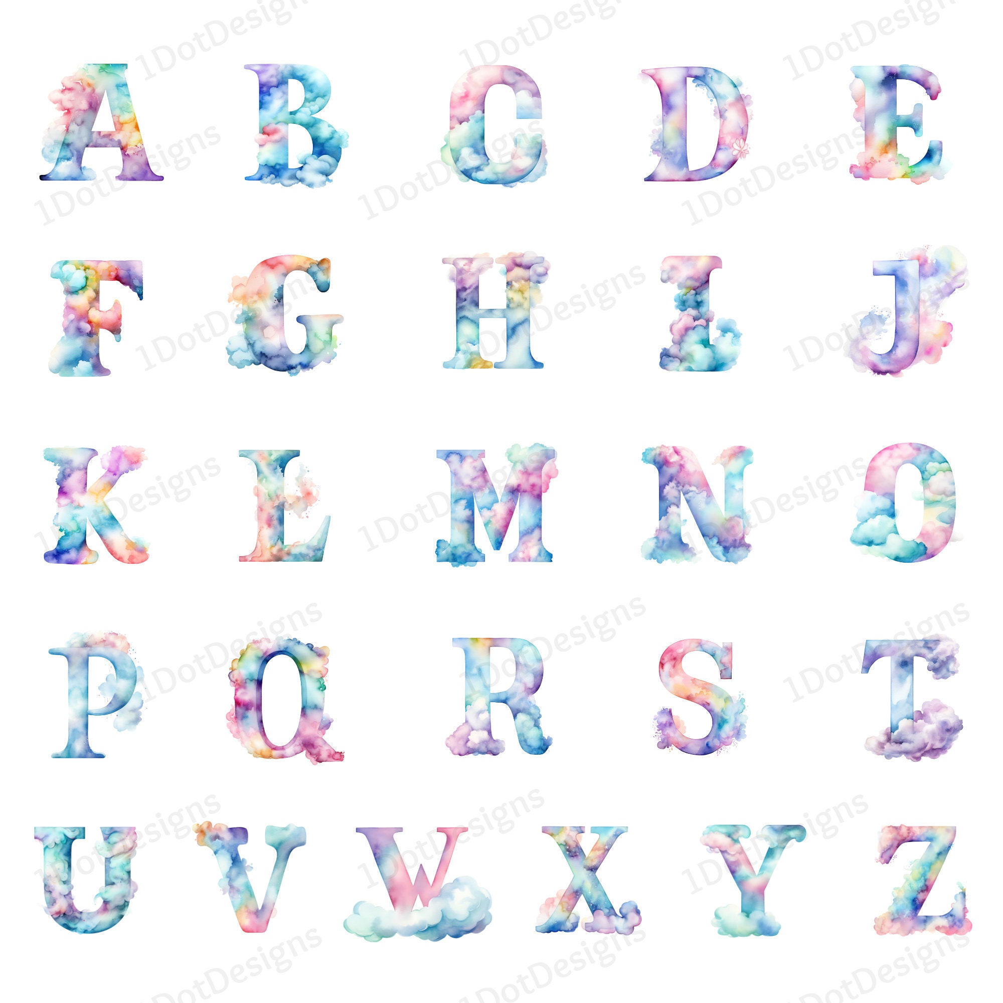 26 Pastel Alphabet Clipart Bundle, Pastel PNG, Pastel Letters Clipart ...