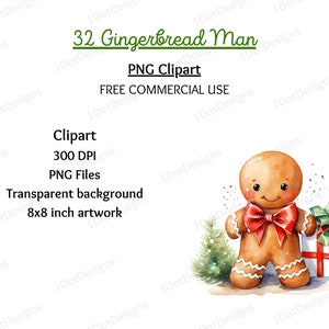 Gingerbread Man Clipart Bundle, Christmas PNG, Christmas Clipart ...