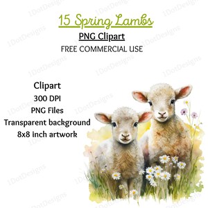 Spring Lamb Clipart Bundle, Sheep PNG, Watercolor Clipart, Floral Lamb ...
