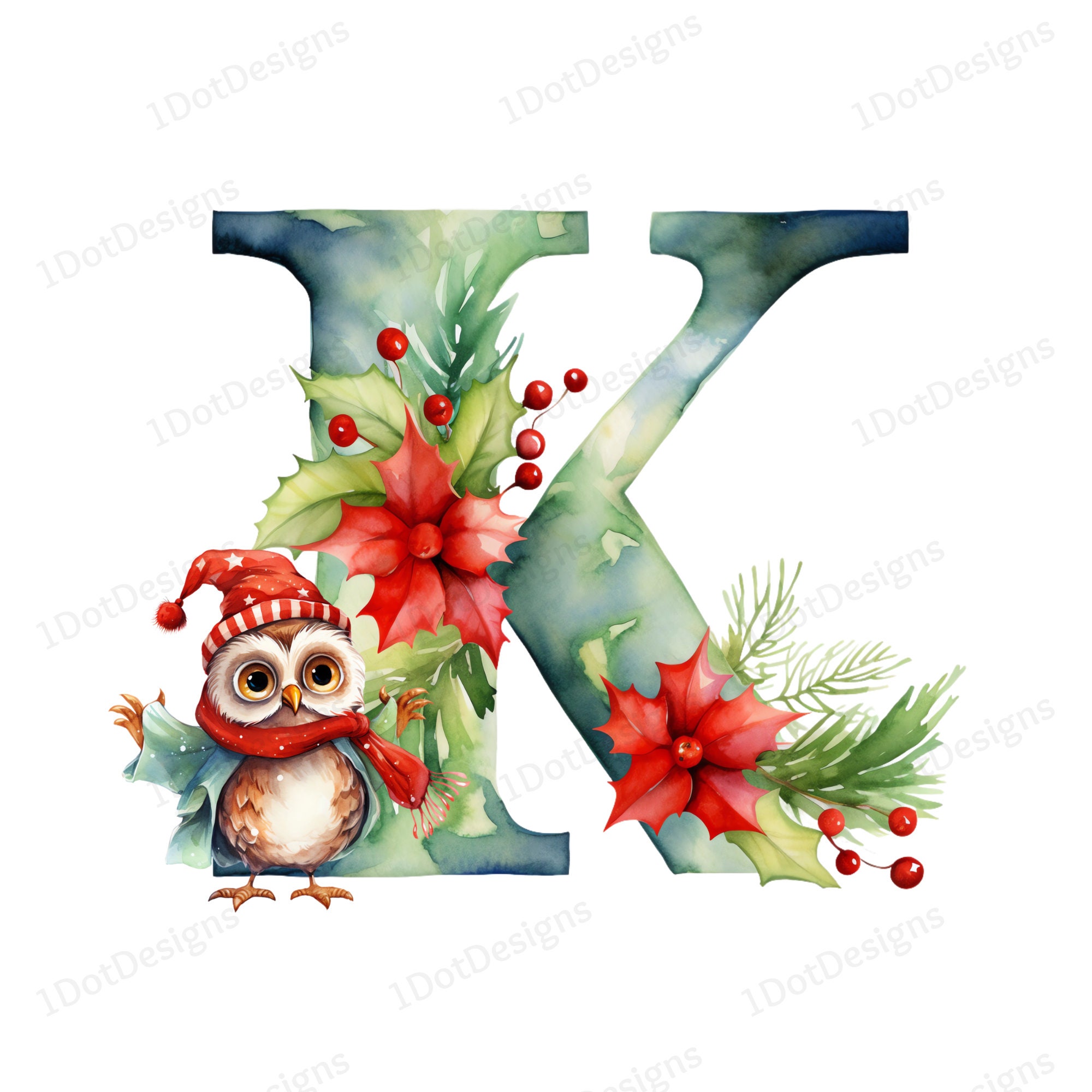 Christmas Letter K Clipart Bundle, Christmas PNG, Christmas Clipart ...