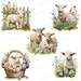 Spring Lamb Clipart Bundle, Sheep PNG, Watercolor Clipart, Floral Lamb ...