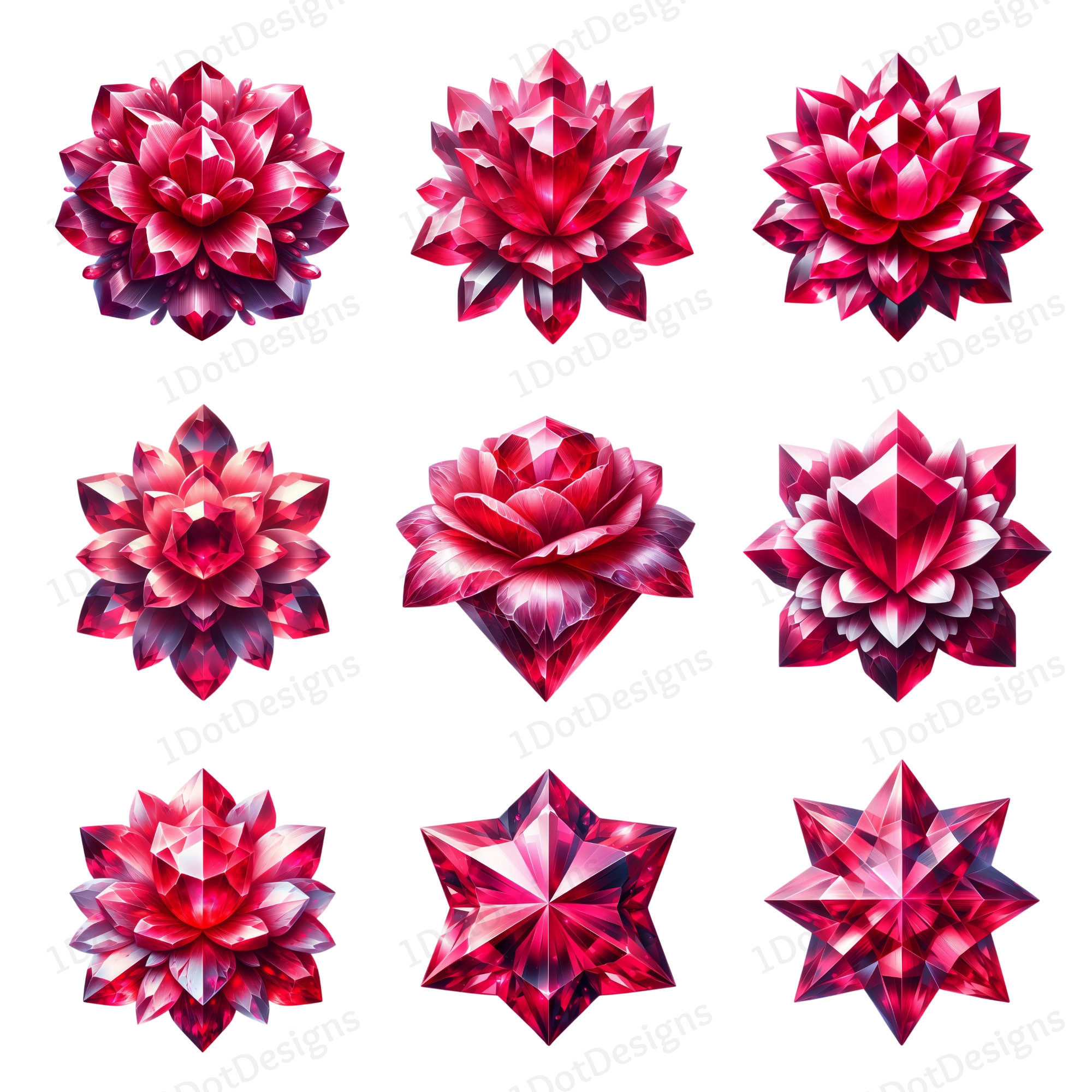 Ruby Decorations Clipart Bundle, Ruby PNG, Crystals Clipart, Ruby ...