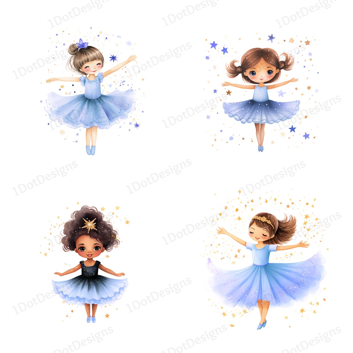 Golden Blue Ballerina Clipart Bundle, Swan Lake Clipart, Ballerina PNG ...