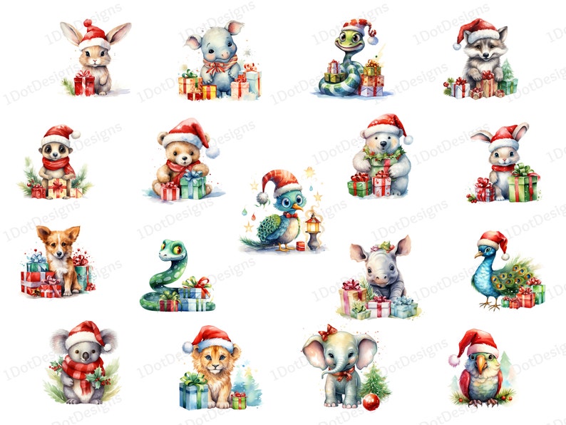 Christmas Animals Clipart Bundle, Christmas PNG, Christmas Clipart ...